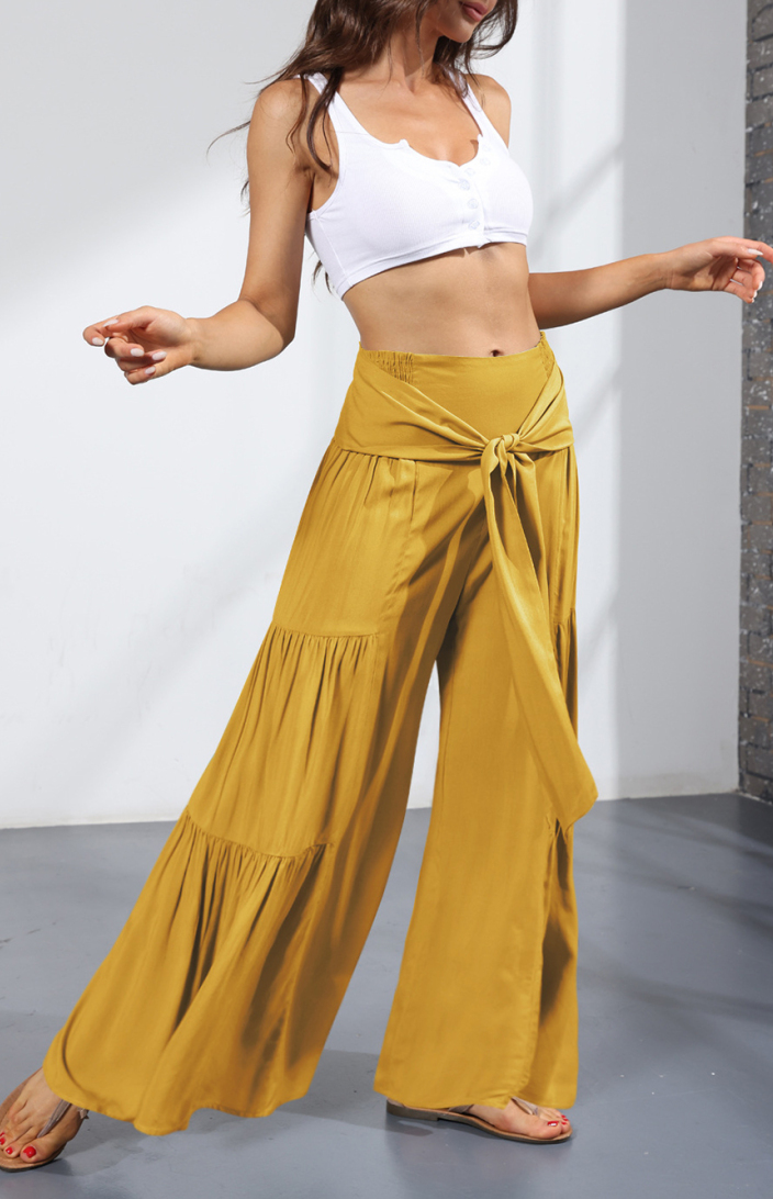 Wholesale Womens Woven Strap Elastic Waist This Kind Of Wide Leg A