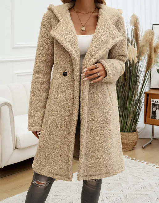 Casual Loose Hooded Plush Coat for Women