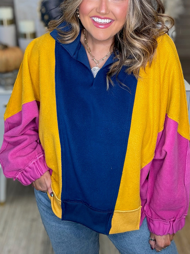 Navy Combo Colorblock Pullover